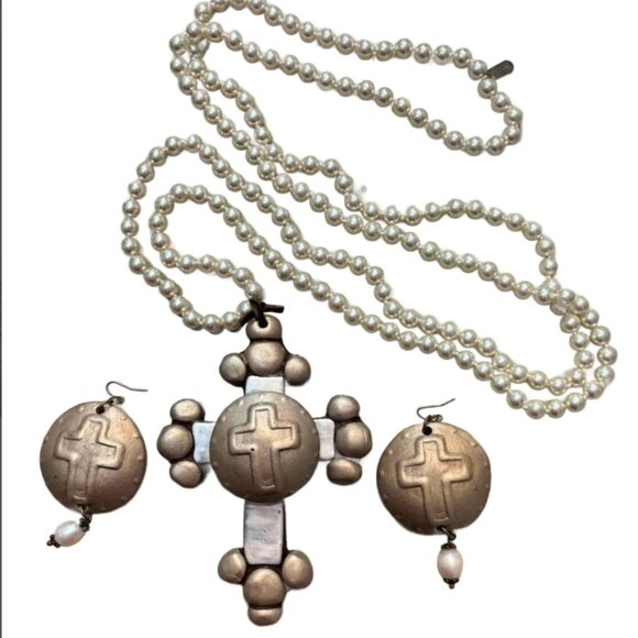Jewelry | Sookie Sookie 9s Lg Handmade And Painted Clay Cross Necklace ...
